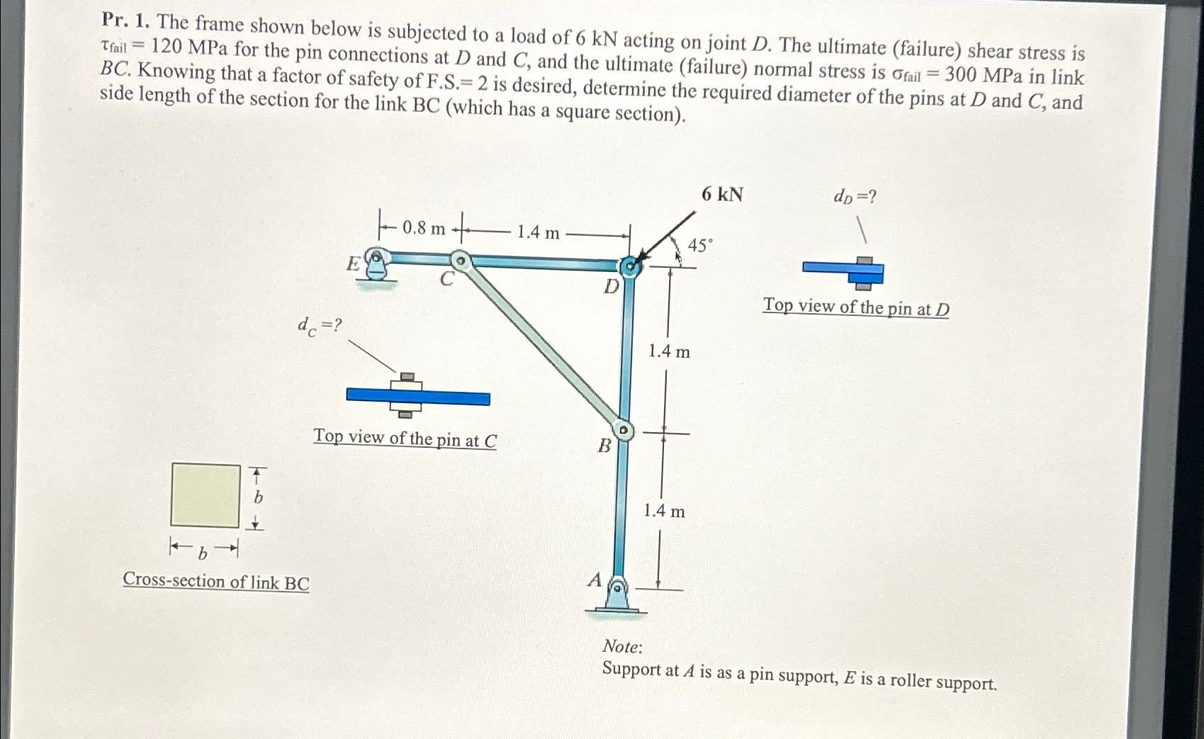 Solved Pr. 1. ﻿The frame shown below is subjected to a load | Chegg.com