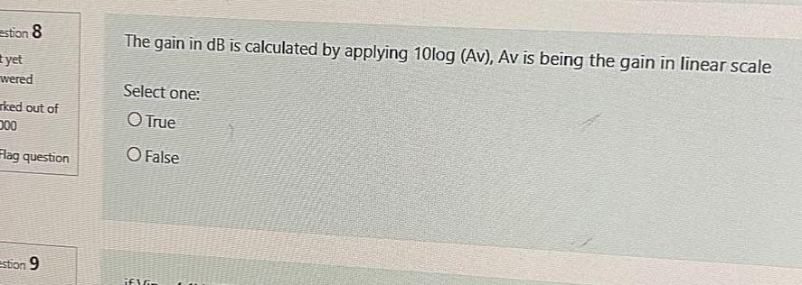 Solved The gain in dB is calculated by applying 10log(Av), | Chegg.com
