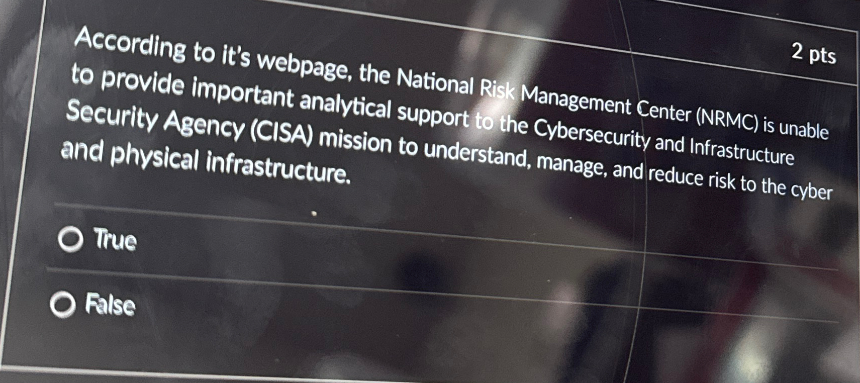 Solved 2 ﻿ptsAccording to it's webpage, the National Risk | Chegg.com