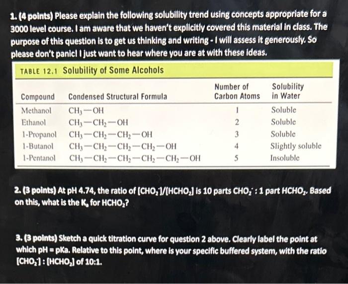 Solved 1. (4 points) Please explain the following solubility | Chegg.com