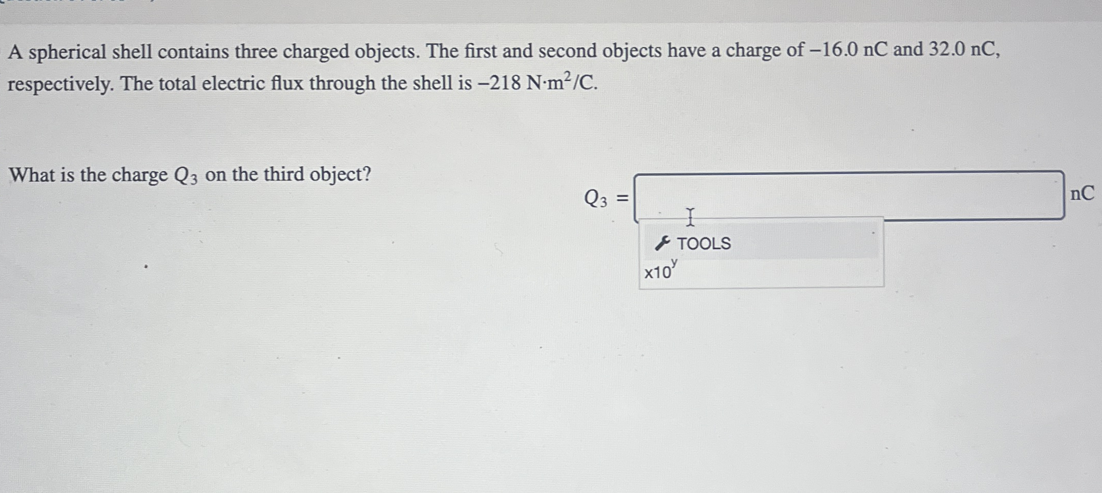 Solved A spherical shell contains three charged objects. The | Chegg.com