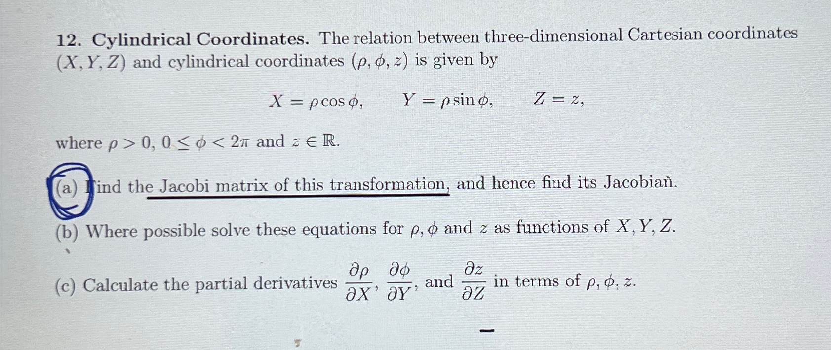 Solved Cylindrical Coordinates The Relation Between