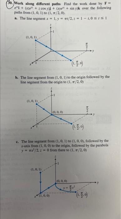Solved 30. Work along different paths Find the work done by | Chegg.com