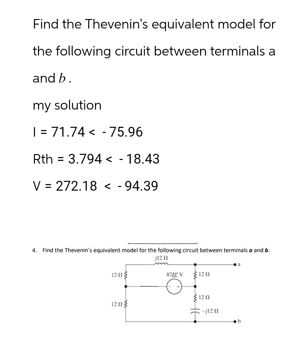 Solved Find the Thevenin's equivalent model for the | Chegg.com