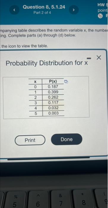 Solved mpanying table describes the random variable x, the | Chegg.com