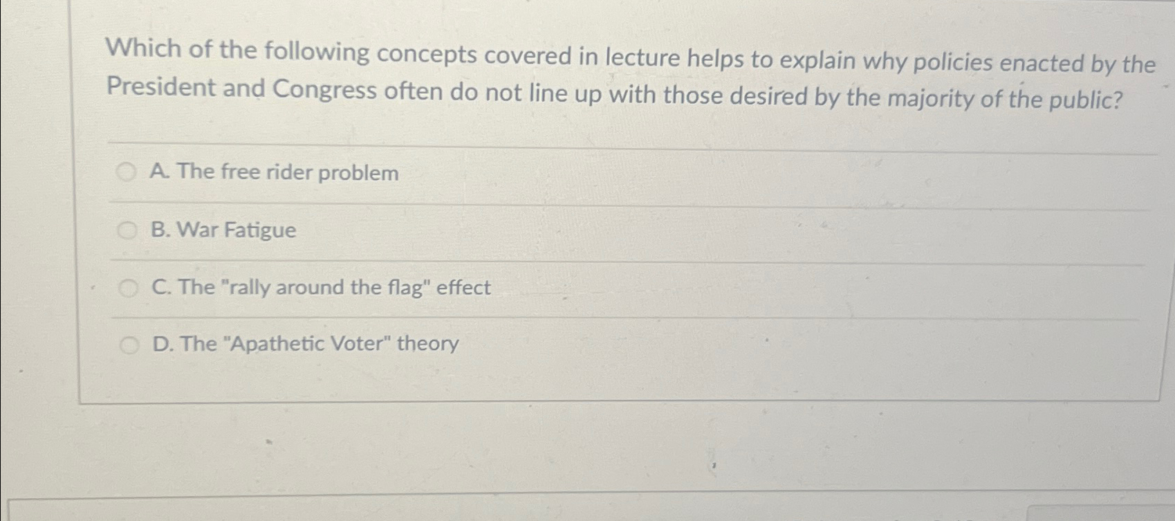 Solved Which of the following concepts covered in lecture | Chegg.com