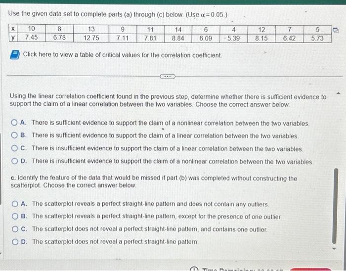 Solved Use the given data set to complete parts (a) through | Chegg.com