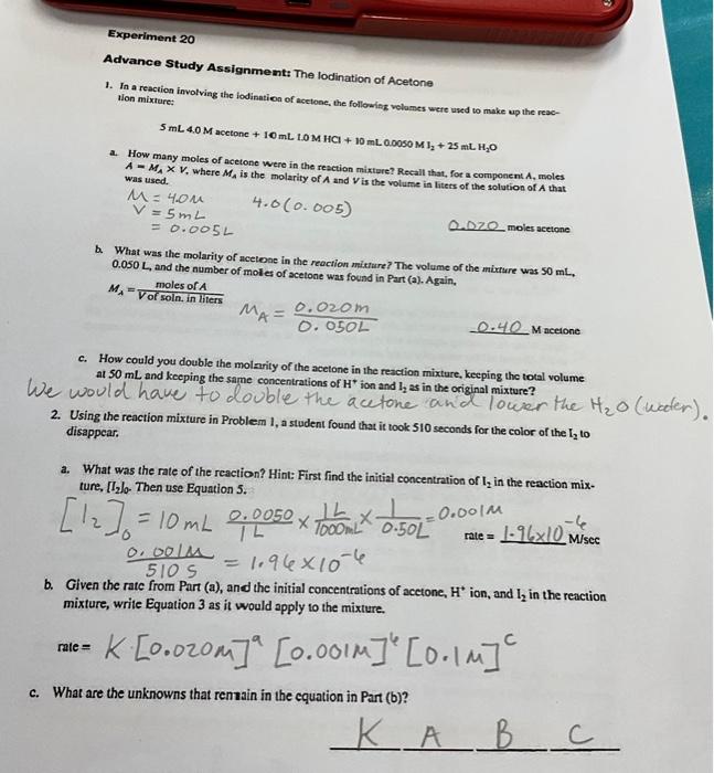 Solved Experiment 20 Advance Study Assignment: The | Chegg.com