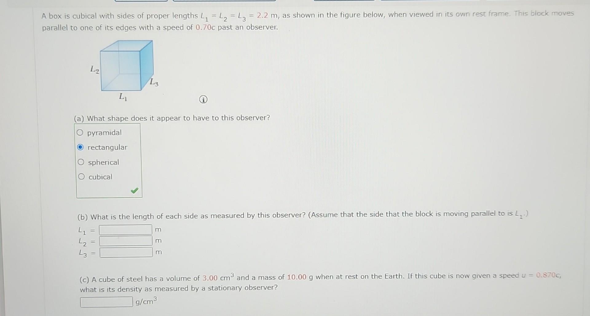 Solved box is cubical with sides of proper lengths | Chegg.com