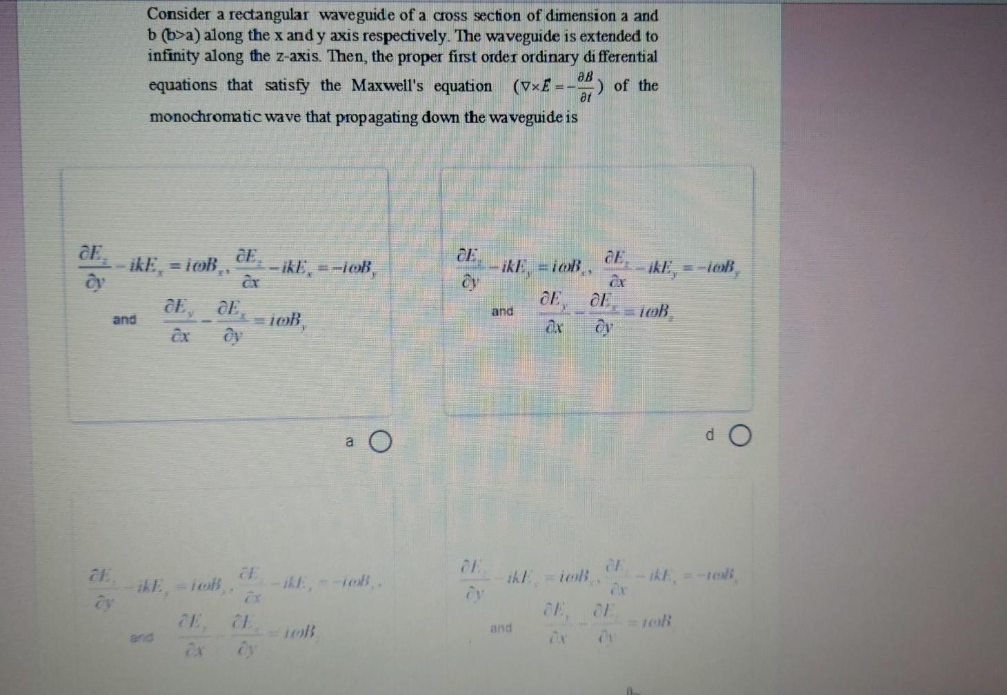 Solved Consider A Rectangular Waveguide Of A Cross Section