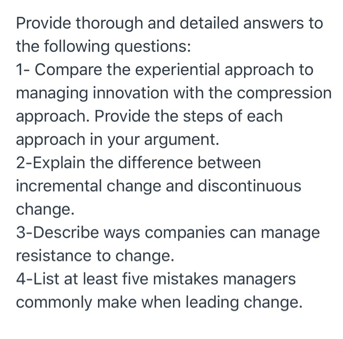 Solved Provide thorough and detailed answers to the | Chegg.com