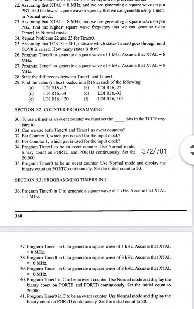 Solved 1. How many timers are in the ATmega32? 2. Timero of | Chegg.com