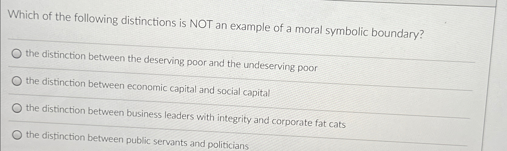 Solved Which of the following distinctions is NOT an example | Chegg.com