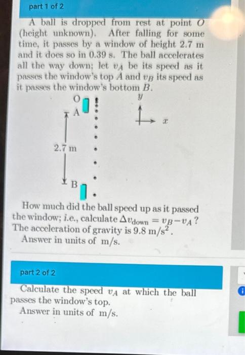 Solved A ball is dropped from rest at point O (height | Chegg.com
