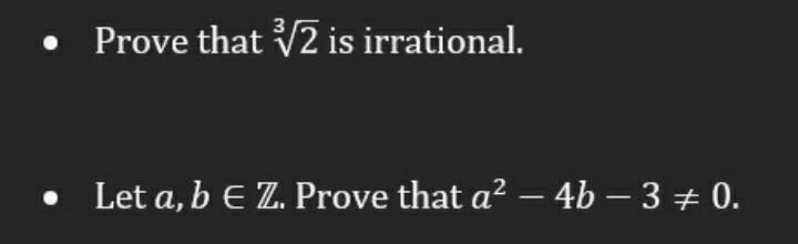 Solved Prove that √√2 is irrational. Let a, b E Z. Prove | Chegg.com
