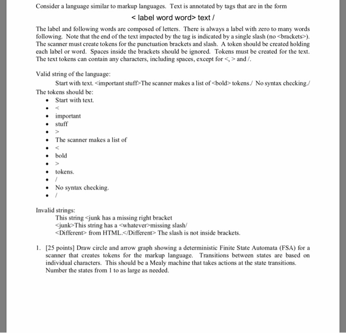 Consider a language similar to markup languages. Text | Chegg.com