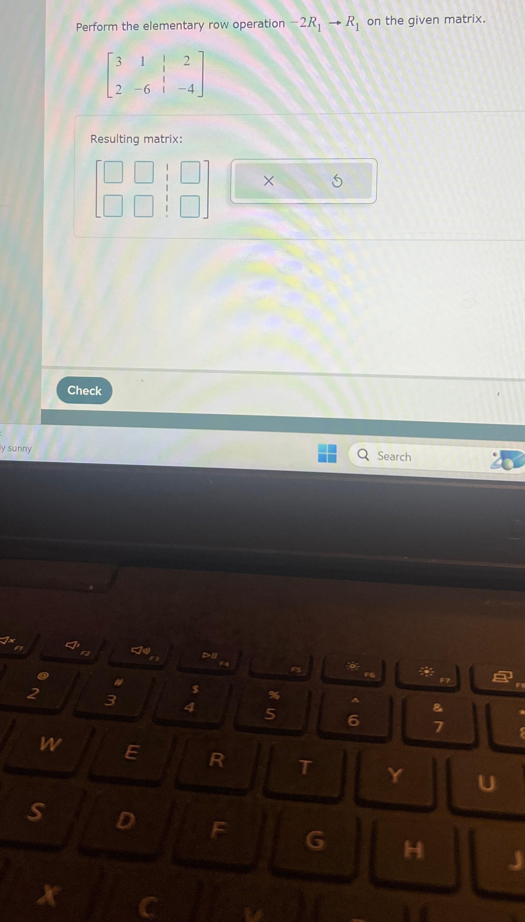Solved Perform the elementary row operation -2R1→R1 ﻿on the | Chegg.com