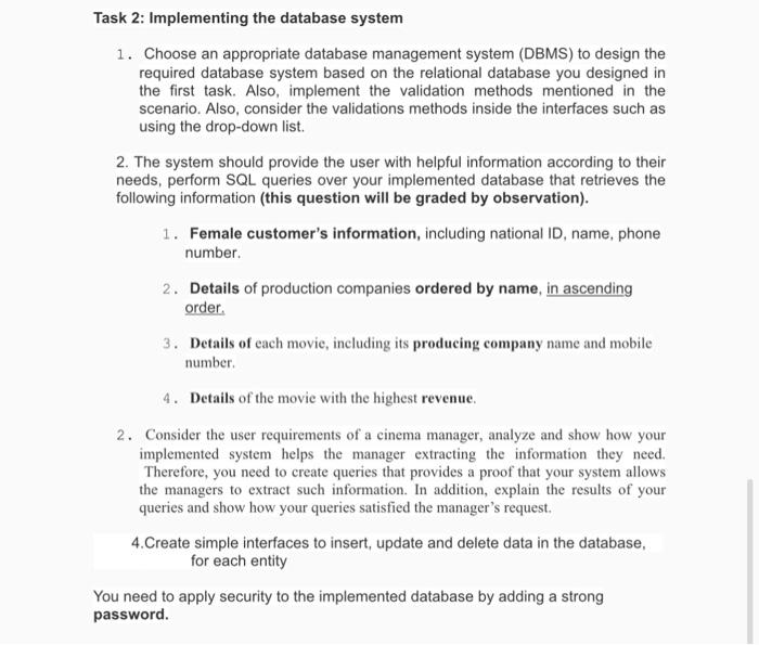 Solved 1. Choose an appropriate database management system | Chegg.com