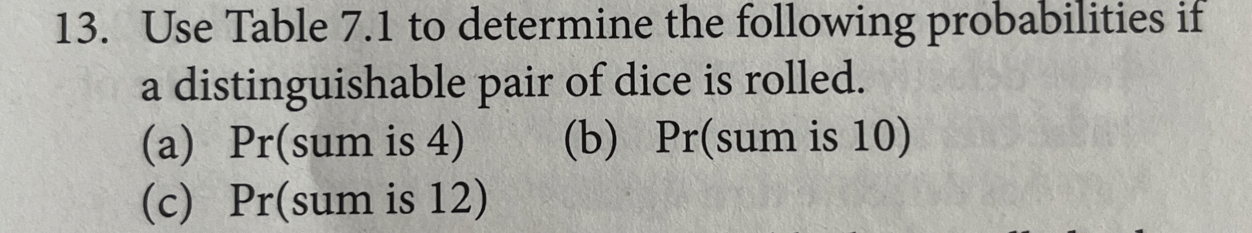 Solved Use Table 7.1 ﻿to determine the following | Chegg.com
