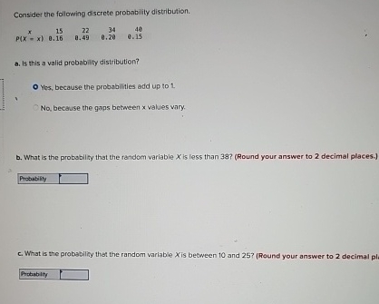 Solved Consider the following discrete probability | Chegg.com