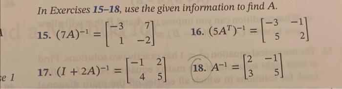 Solved In Exercises 15-18, use the given information to find | Chegg.com
