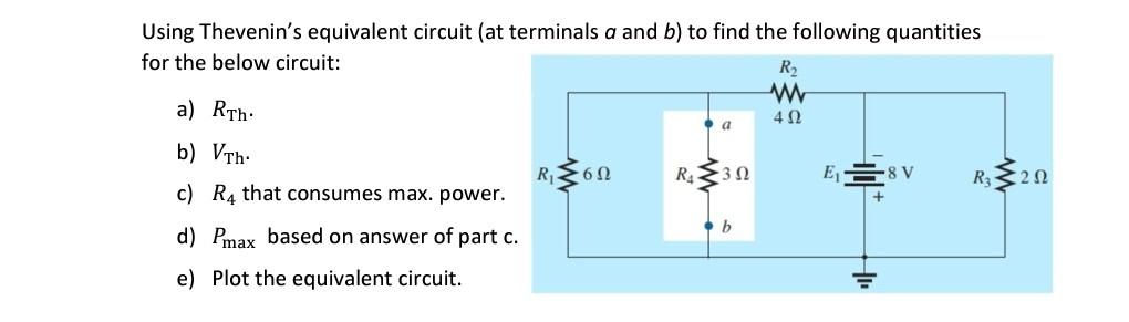 Solved Using Thevenin's equivalent circuit (at terminals a | Chegg.com