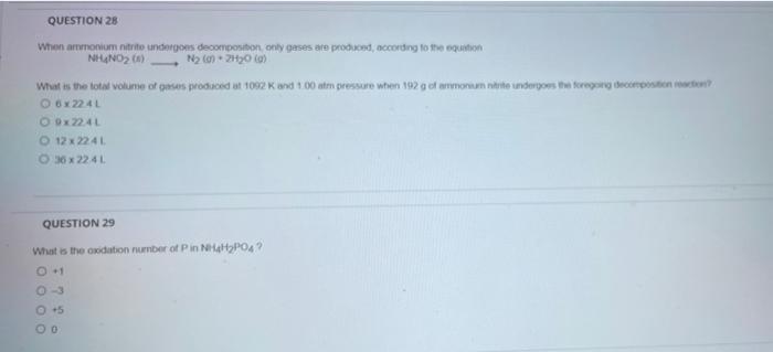 Solved QUESTION 28 When ammonium nitrito undergoes | Chegg.com