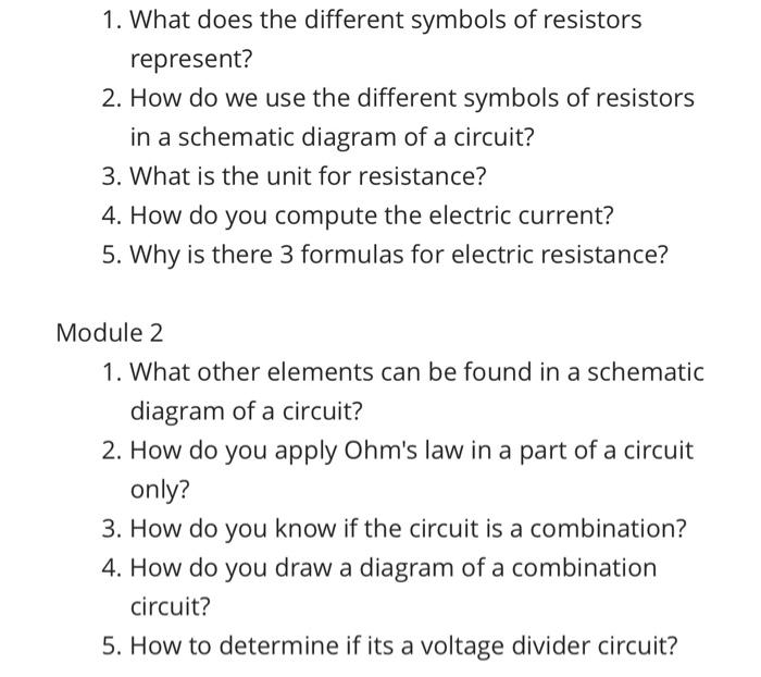 Solved 1. What does the different symbols of resistors | Chegg.com