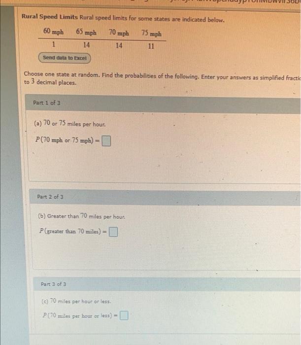 Solved Rural Speed Limits Rural speed limits for some states | Chegg.com