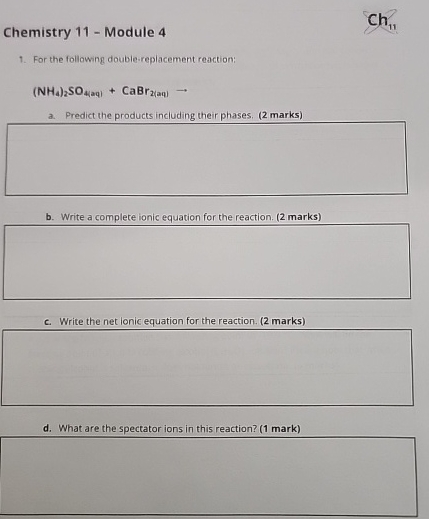 Solved For the following double-replacement | Chegg.com