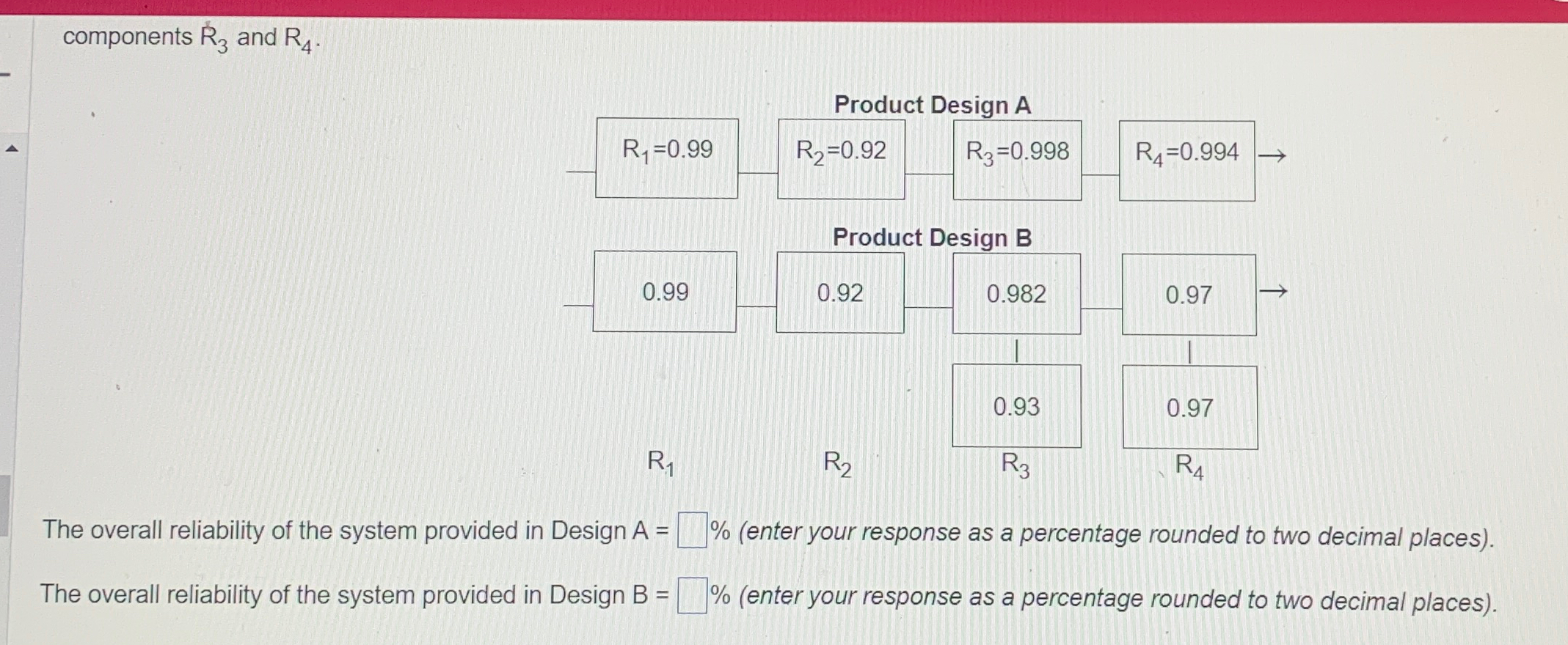 Solved components R3 ﻿and R4.The overall reliability of the | Chegg.com