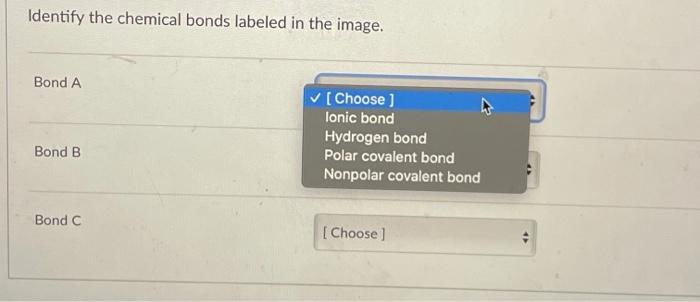 Solved identify the chemical bonds labeled in the imagea) | Chegg.com