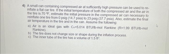 Solved 4) A small can containing compressed air at | Chegg.com
