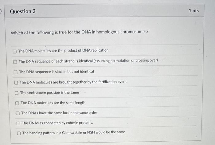 Solved Which of the following is true for the DNA in sister | Chegg.com