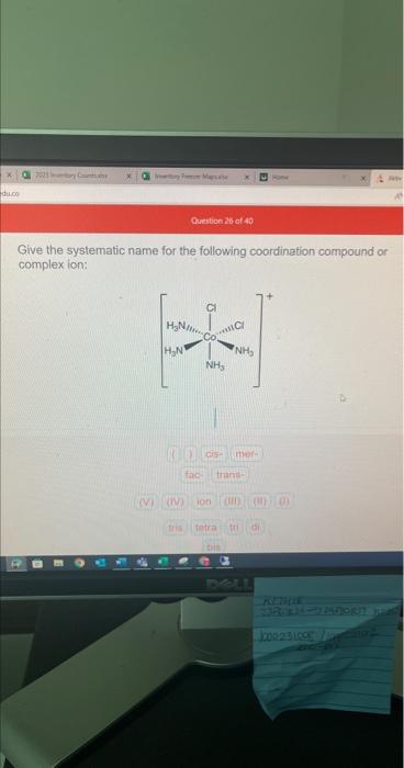 Solved Give the systematic name for the following | Chegg.com