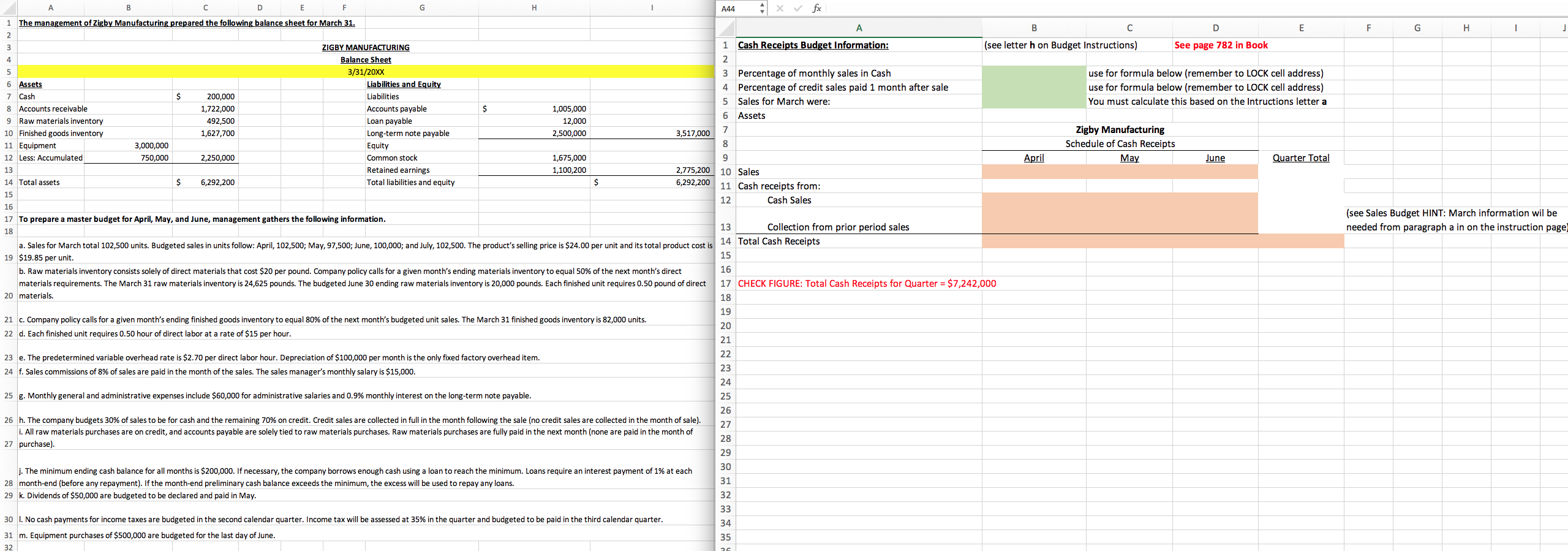 Solved Please include formulas in peach colored cells for | Chegg.com