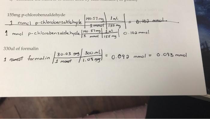 Solved calculate the number of mmol used by each reactant. | Chegg.com