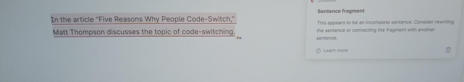 Solved Sentence fragment This appears to be an incomplete | Chegg.com