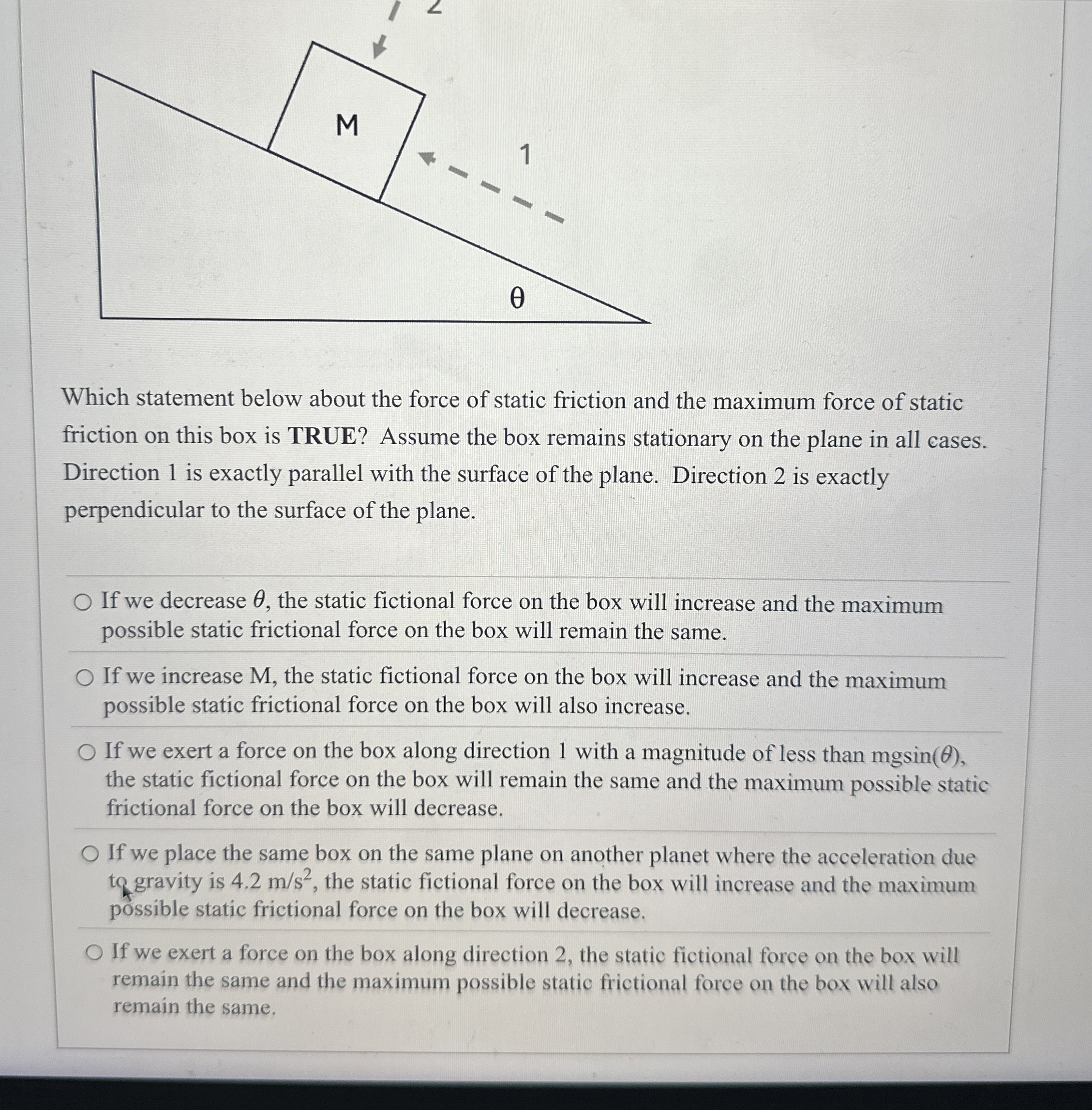 Solved Which statement below about the force of static | Chegg.com