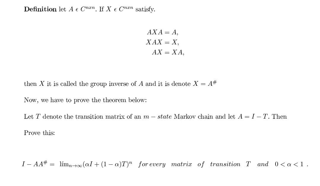 Solved Definition let A∈Cnxn. If X∈Cnxn satisfy. | Chegg.com
