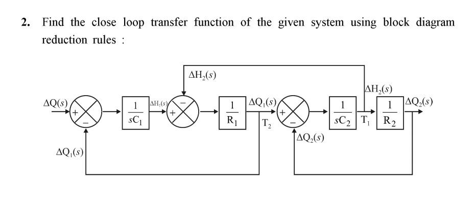 Solved 2 2. Find the close loop transfer function of the | Chegg.com