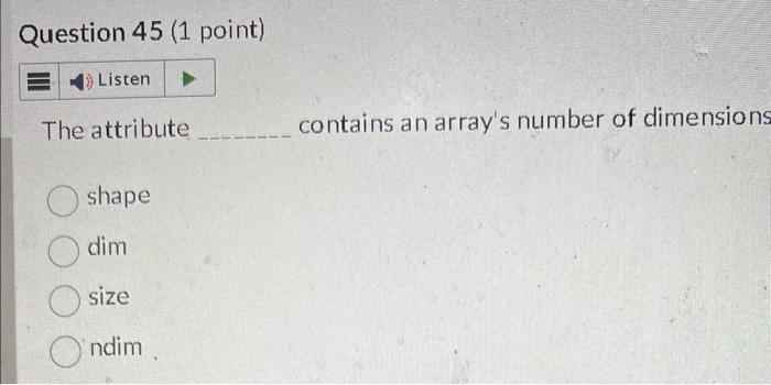Solved The attribute contains an array's number of | Chegg.com
