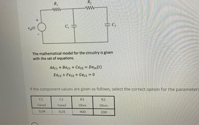 Solved The mathematical model for the circuitry is given | Chegg.com