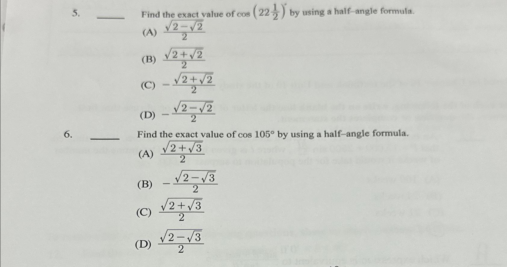 Solved Find the exact value of cos(2212)° ﻿by using a | Chegg.com