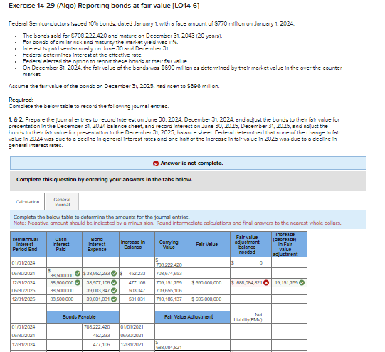Exercise 14-29 (Algo) ﻿Reporting bonds at fair value | Chegg.com