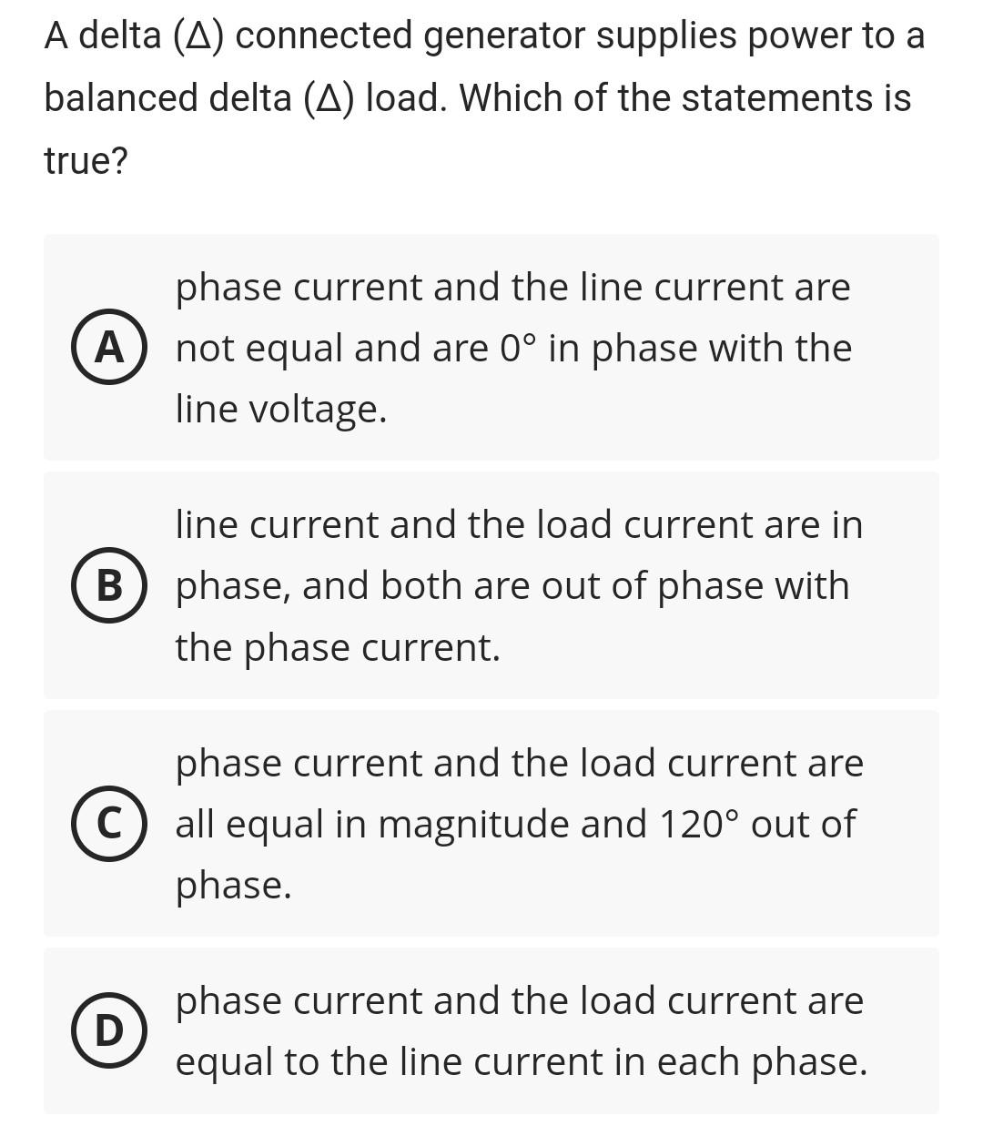 Solved A delta (Δ) connected generator supplies power to a | Chegg.com