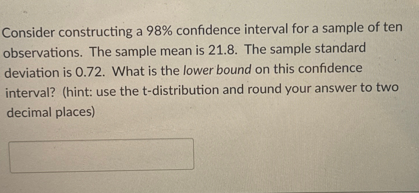 Solved Consider constructing a 98% ﻿confidence interval for | Chegg.com
