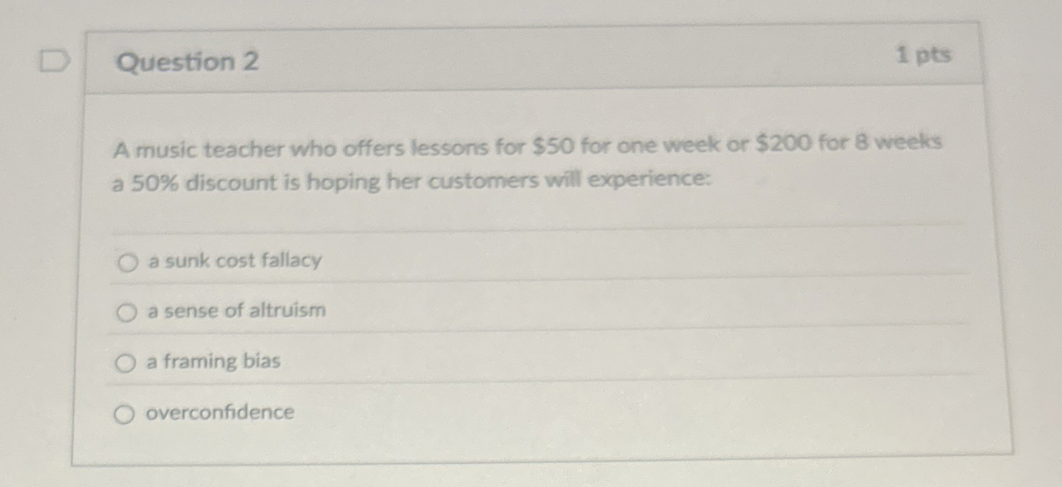 Solved Question 21 ﻿ptsA music teacher who offers lessons | Chegg.com