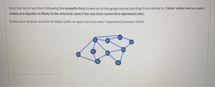 Solved Find the list of vertices following the breadth-first | Chegg.com