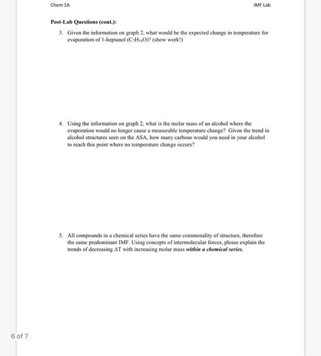 Chem 1A IMF Lab Name: Emily Otero Evaporation, | Chegg.com